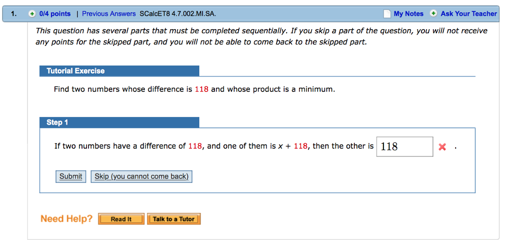 Solved 1. 0/4 points| Previous Answers SCalcET8 | Chegg.com