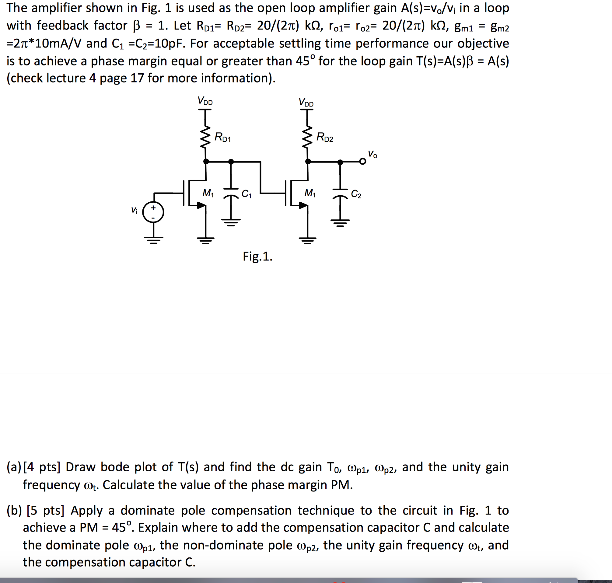 Solved Note that when compensated, using dominate pole or | Chegg.com