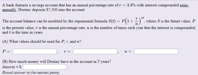 Solved 3.3% with interest compounded semi- A bank features a | Chegg.com