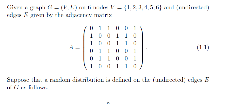 Given a graph G = (y E) on 6 nodes V = { 1, 2, 3, 4, | Chegg.com
