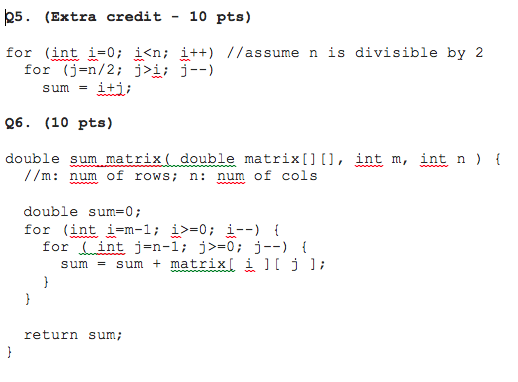 Solved For each sample of code given below, indicate | Chegg.com