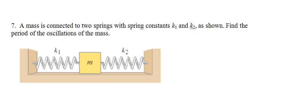 Solved 7. A mass is connected to two springs with spring | Chegg.com