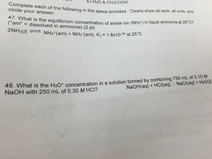 Solved Complete each of the following in the space provided. | Chegg.com