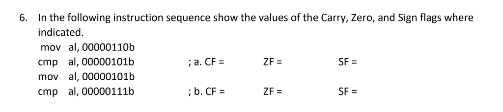 Solved 6. In the following instruction sequence show the | Chegg.com