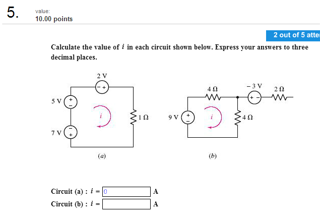 Solved Calculate the value of i in each circuit shown below. | Chegg.com