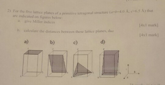 Solved 2) For the five lattice planes of a primitive | Chegg.com