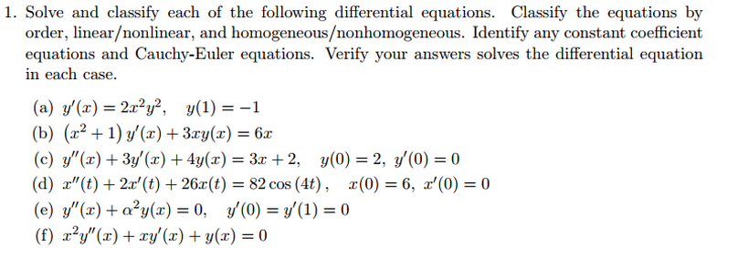 Solved 1. Solve and classify each of the following | Chegg.com