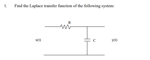 Solved 1. Find the Laplace transfer function of the | Chegg.com
