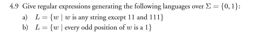 Solved 4.9 Give regular expressions generating the fo | Chegg.com