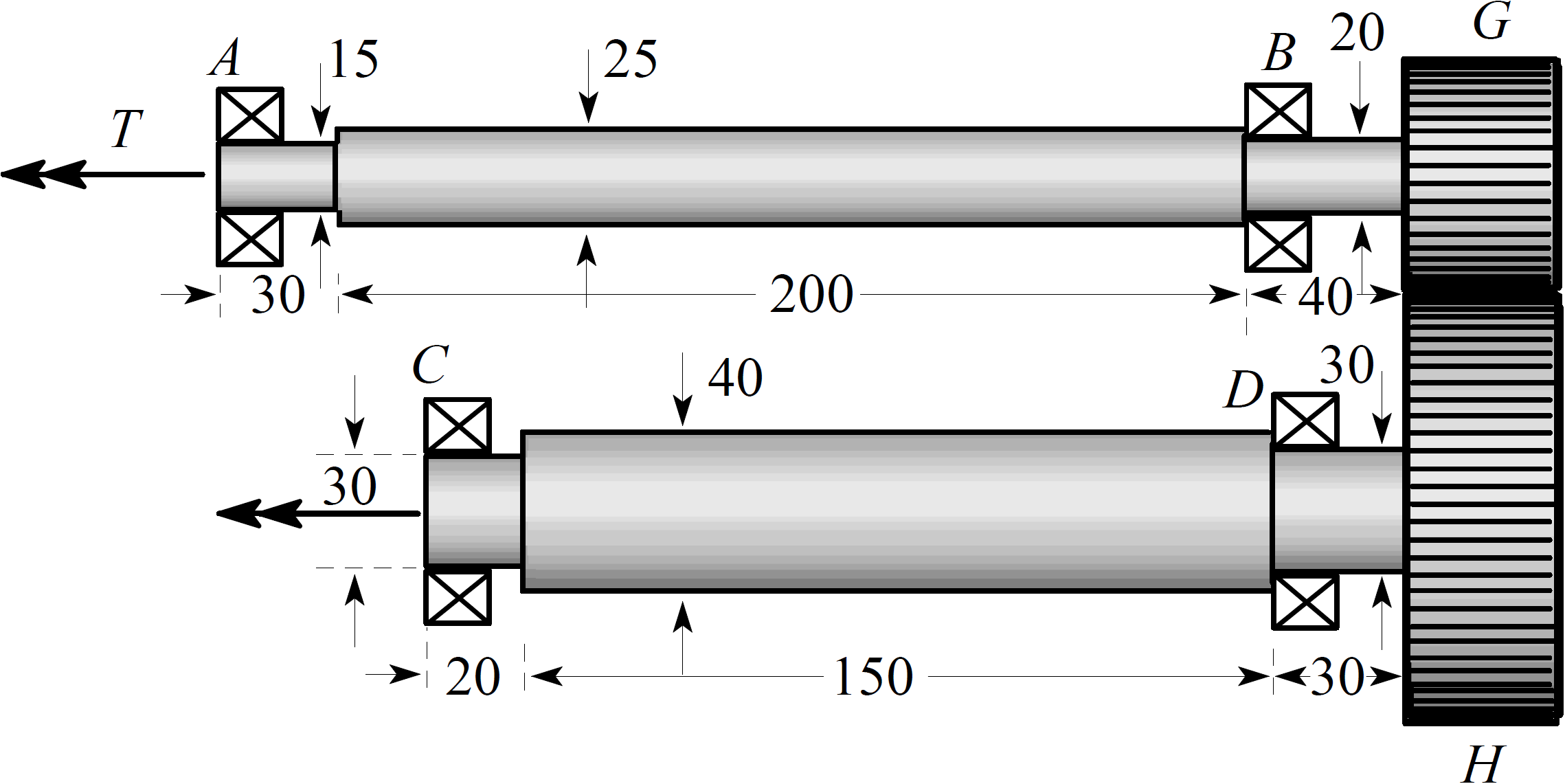 Solved Figure 8 shows the design of two gear shafts | Chegg.com