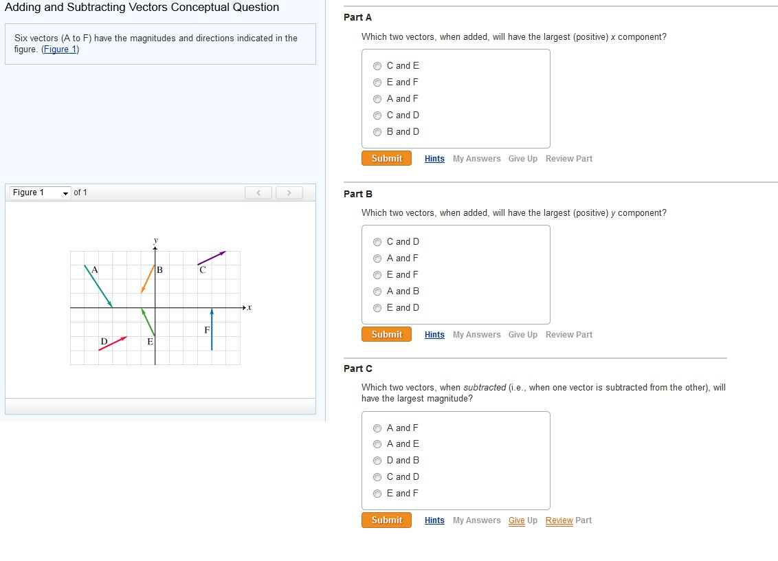 Solved Six vectors (A to F) have the magnitudes and | Chegg.com Solved Six vectors (A to F) have the magnitudes and | Chegg.com