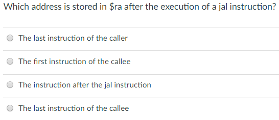 Solved Which address is stored in $ra after the execution of | Chegg.com
