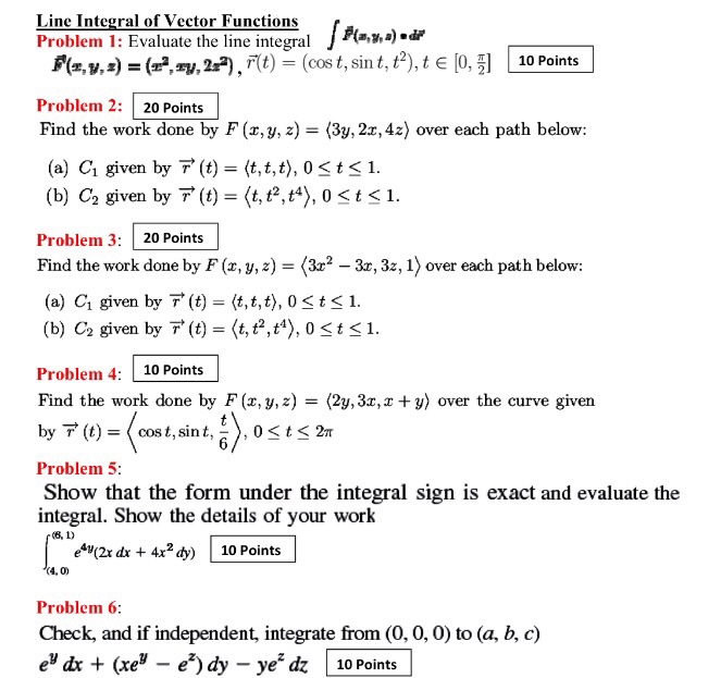 Solved Line Integral of Vector Functions. Evaluate the line | Chegg.com