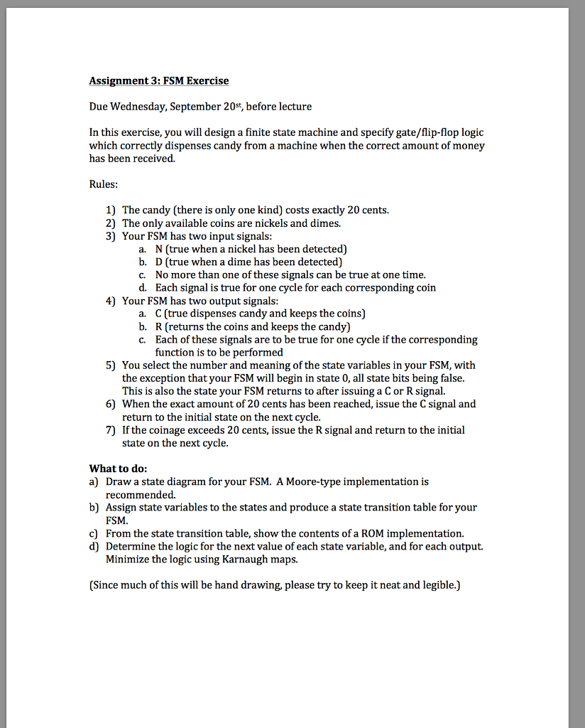 Solved Assignment 3: FSM Exercise Due Wednesday, September | Chegg.com