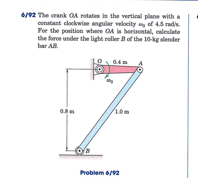 Solved 6/92 The crank OA rotates in the vertical plane with | Chegg.com
