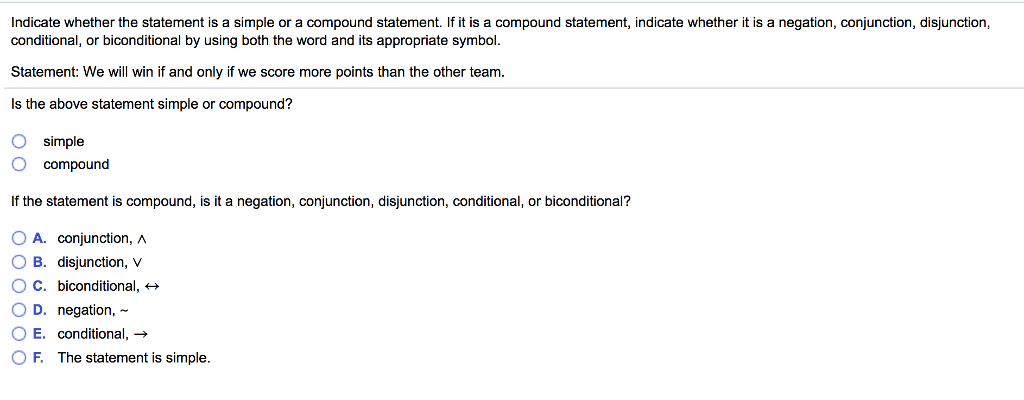 Solved Indicate whether the statement is a simple or a | Chegg.com