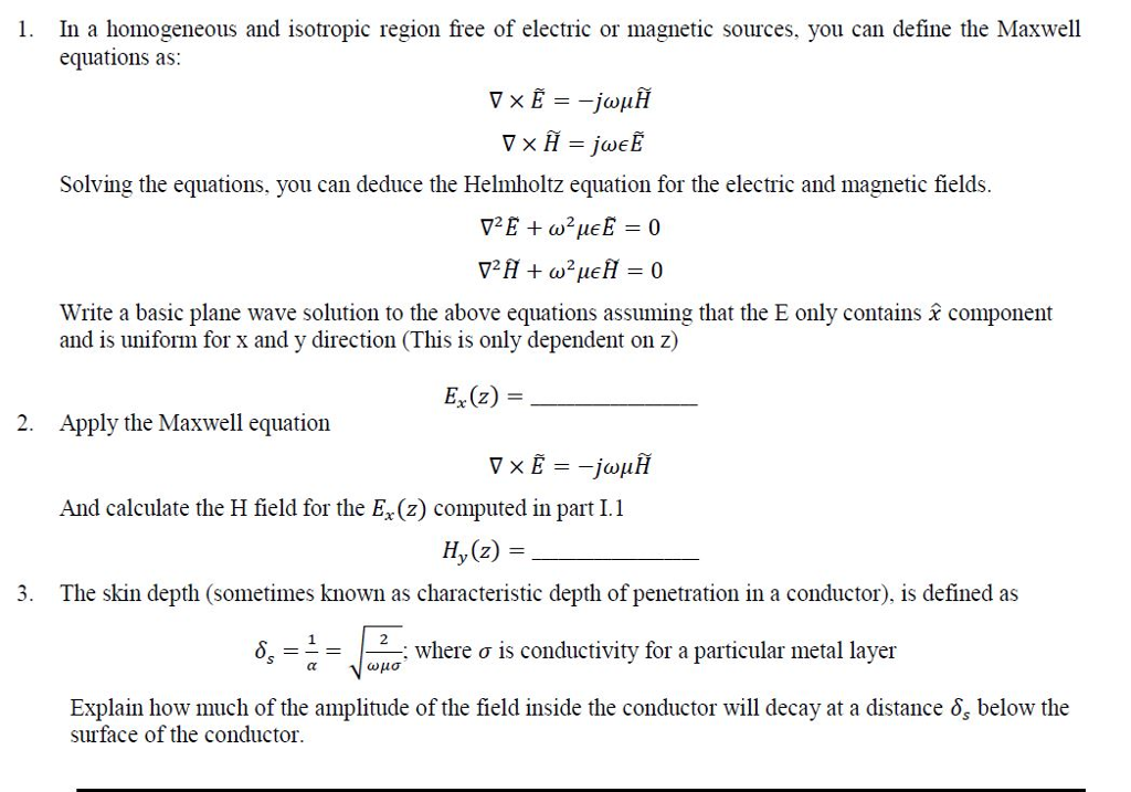 Solved In a homogeneous and isotropic region free of | Chegg.com