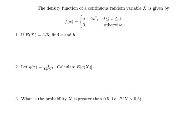 Solved The density function of a continuous random variable | Chegg.com