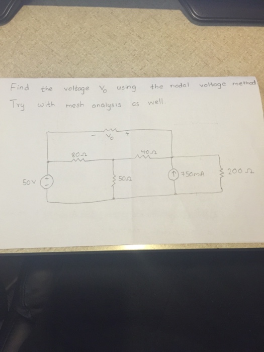 Solved Find the voltage v_0 using the nodal voltage method | Chegg.com