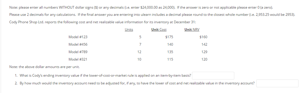 Solved Note: please enter all numbers WITHOUT dollar signs | Chegg.com