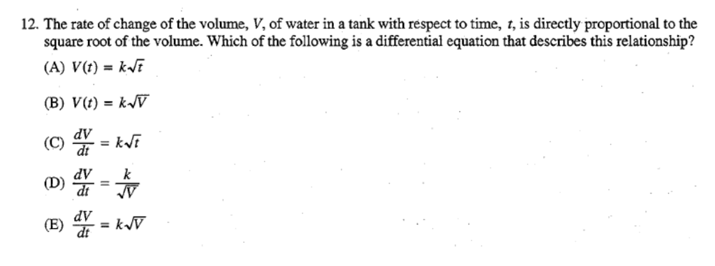 Solved The rate of change of the volume, V, of water in a | Chegg.com