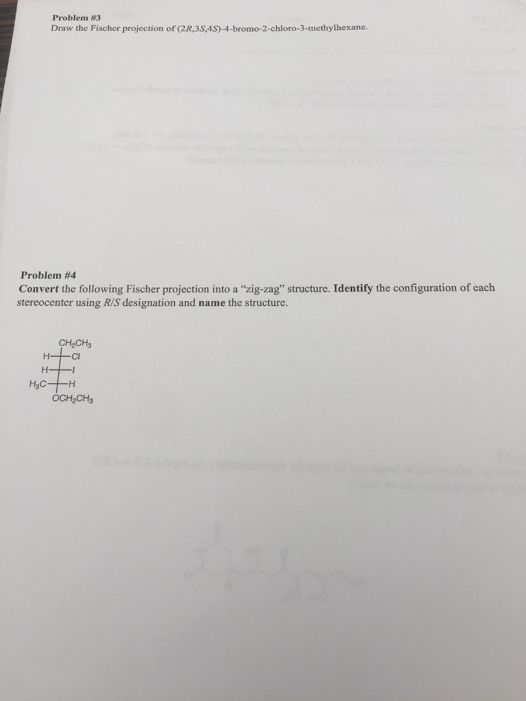 Solved Problem #3 Draw the Fischer projection of | Chegg.com