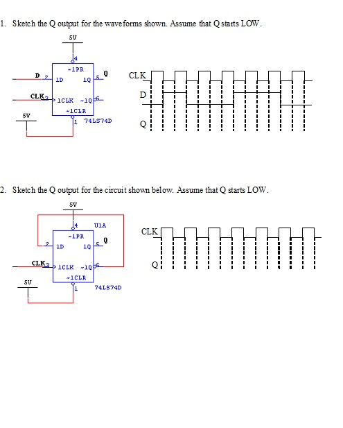 Solved Sketch the Q output for the waveforms shown. Assume | Chegg.com