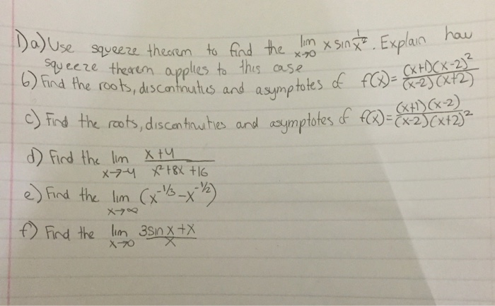 Solved Use squeeze theorem to find the limx rightarrow 0 x | Chegg.com
