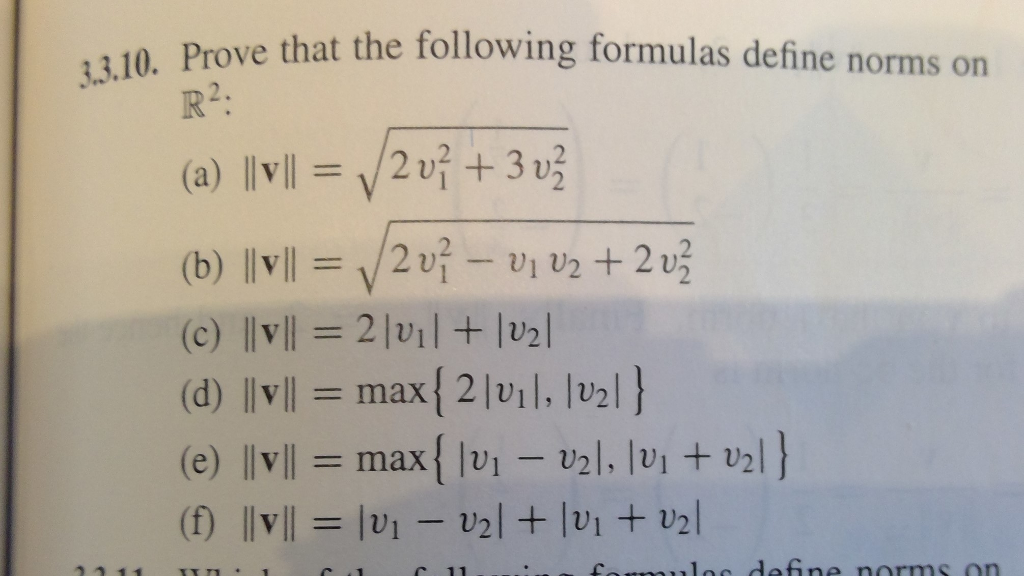 Solved 10 Prove that the following formulas define norms on | Chegg.com