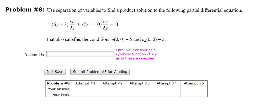Solved Use separation of variables to find a product | Chegg.com