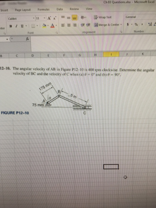 Solved The Angular Velocity Of Ab In Figure P12 10 Is 400 Chegg