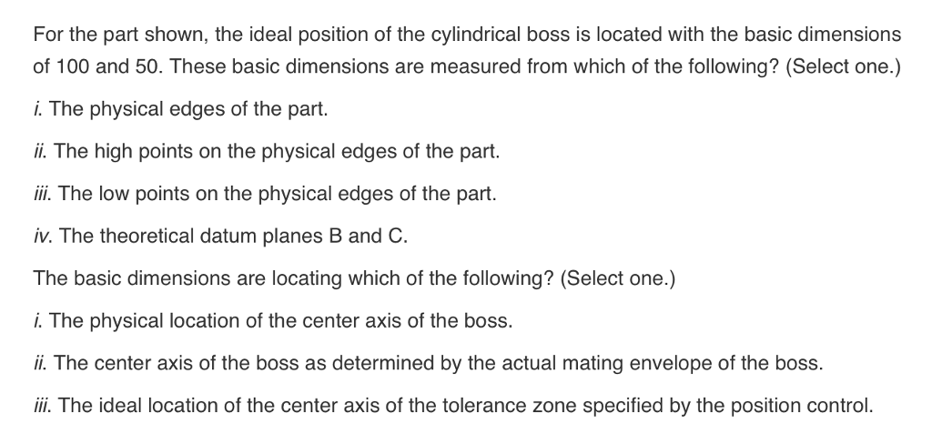 Solved For the part shown, the ideal position of the | Chegg.com