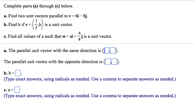 Solved Complete parts (a) through (c) below. Find two unit | Chegg.com