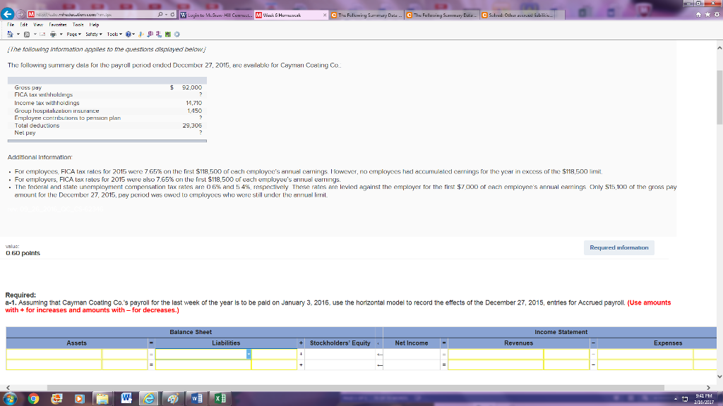 Solved The following summary data for the payroll period | Chegg.com