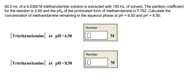Solved 60.0 mL of a 0.0300 M triethanolamine solution is | Chegg.com