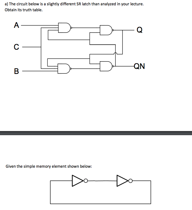 Solved a) The circuit below is a slightly different SR latch | Chegg.com