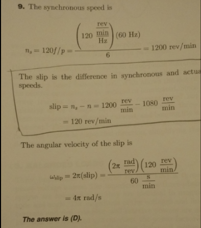 Solved For the below motor problem, why is slip calculated | Chegg.com
