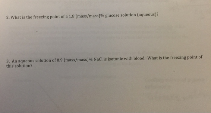 Solved What is the freezing point of a 1.8 (mass/mass)% | Chegg.com