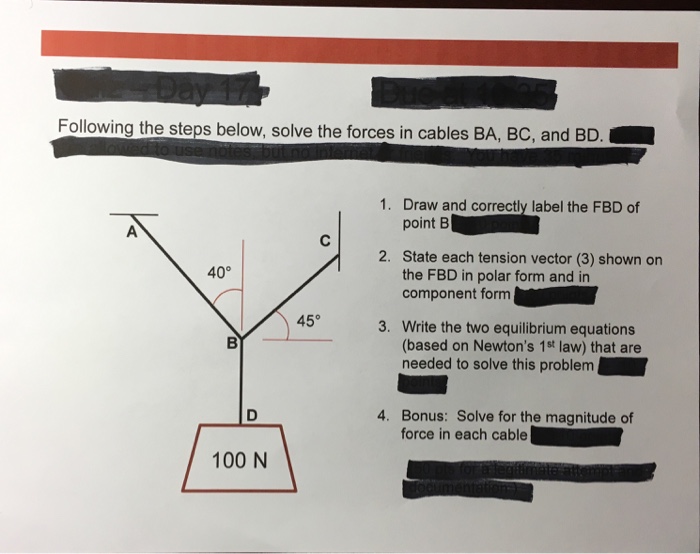 Solved Following the steps below, solve the forces in cables | Chegg.com
