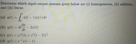 Solved Determine which input-output systems given below are | Chegg.com