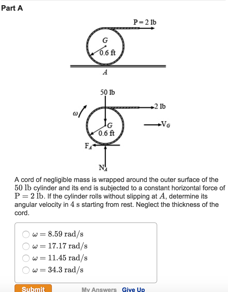 Solved A cord of negligible mass is wrapped around the outer | Chegg.com