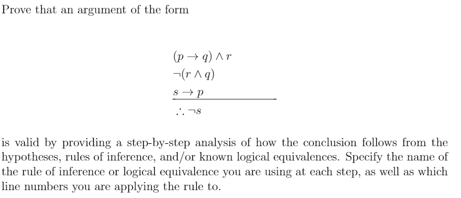 Solved Prove that an argument of the form is valid by | Chegg.com