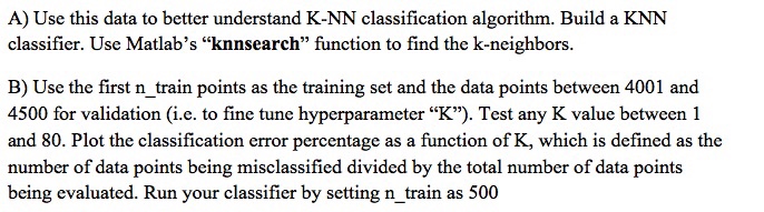 Use this data to better understand K-NN | Chegg.com