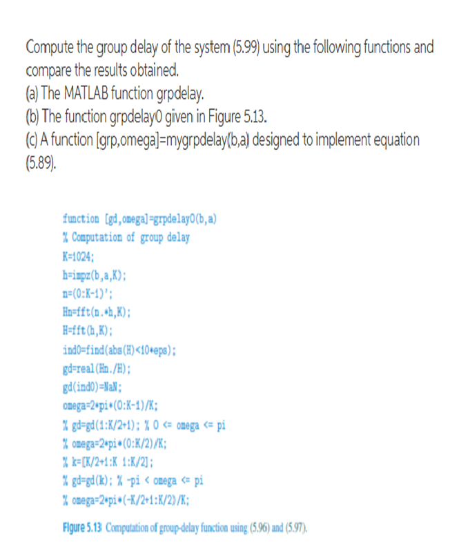 Compute the group delay of the system (5.99) using | Chegg.com