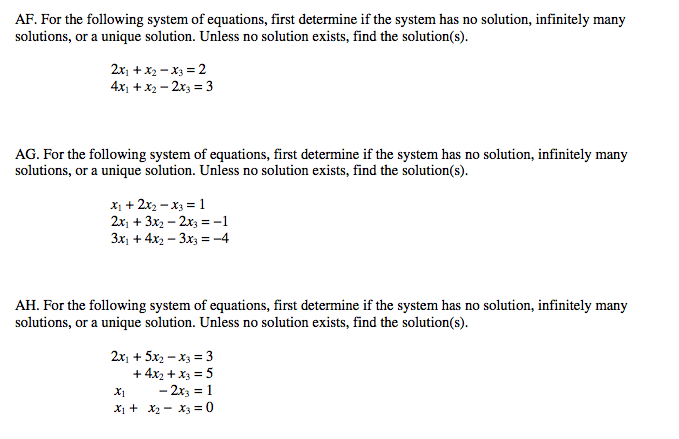 Solved AF. For the following system of equations, first | Chegg.com