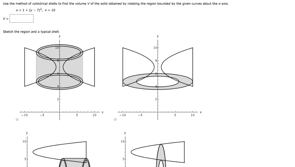 Solved Use the method of cylindrical shells to find the | Chegg.com