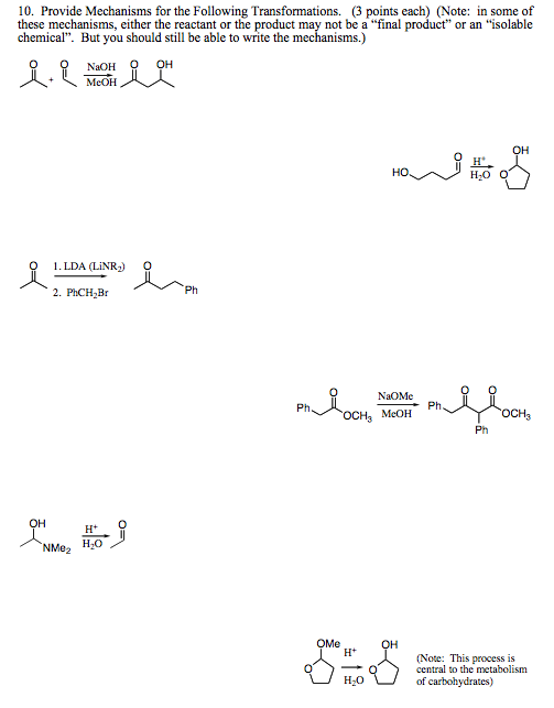 Solved Provide Mechanisms for the Following Transformations. | Chegg.com