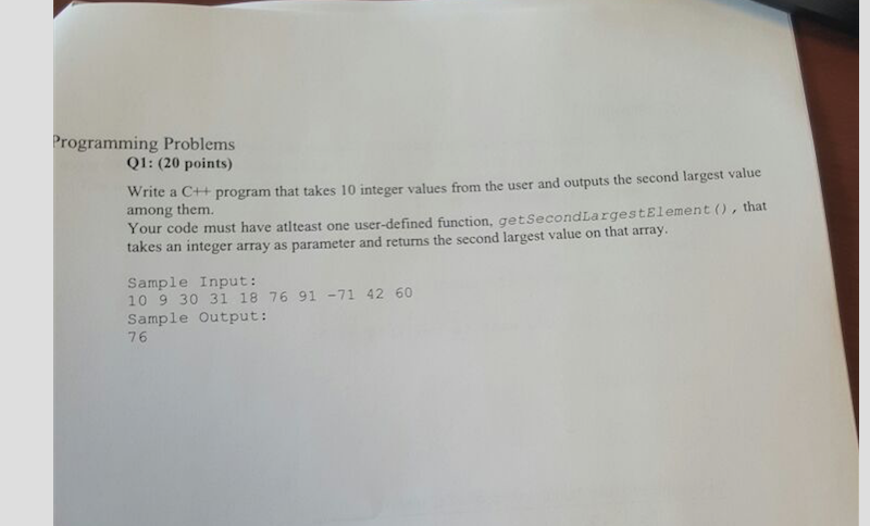 Solved rogramming Problems Q1: (20 points) Write a C++ | Chegg.com