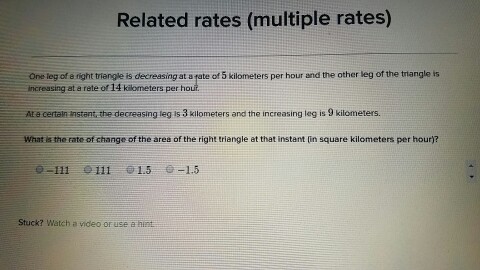Solved Related rates (multiple rates) One leg of a right | Chegg.com
