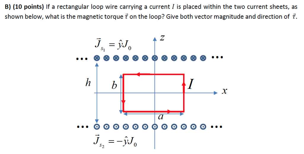Solved B) (10 points) If a rectangular loop wire carrying a | Chegg.com